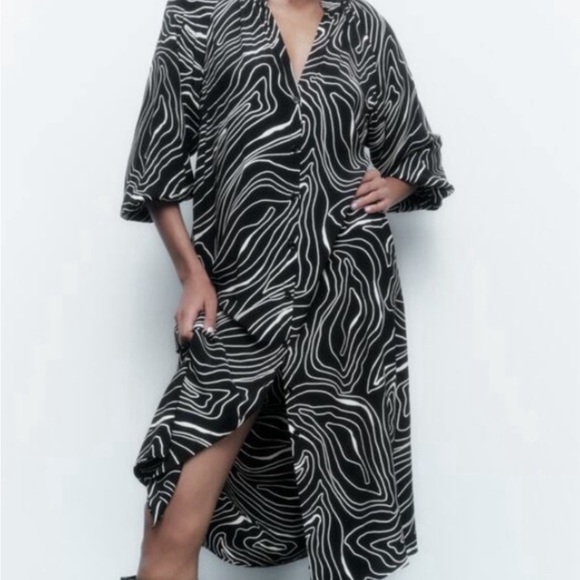 Zara | Dresses | Zara Zebra Print Midi Dress Nwt Size L | Poshmark